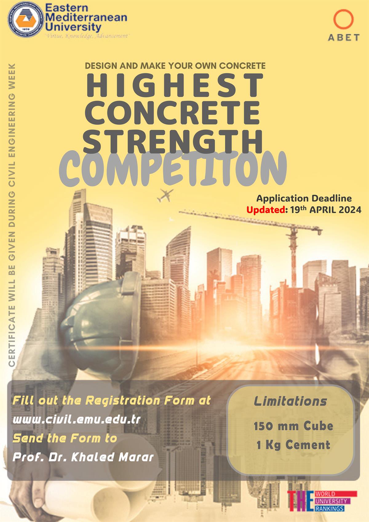 Highest Concrete Strength Competition | Announcements | Department of Civil Engineering - EMU